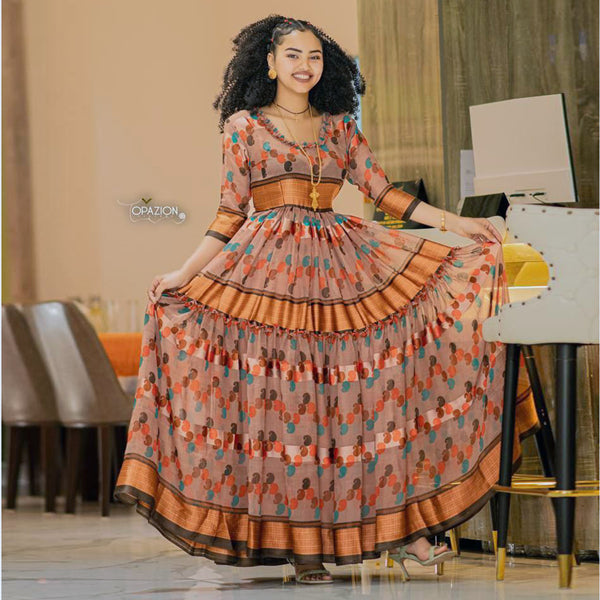 Tewabech Ethiopian Chiffon Kemis - EthiopianClothing.Net